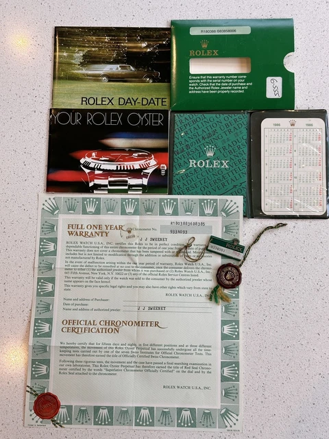 RARE ROLEX COMPLETE Paperwork For 1803 DayDate Stone Dial 1986 USA £ ...