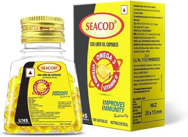 SEACOD COD FISH Liver Oil Softgel Capsules With Natural Omega 3 ...