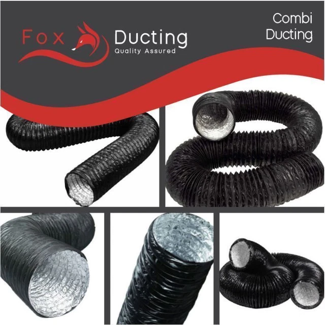 HYDROPONICS BLACK PVC Air Ventilation Ducting Flexible 100mm / 4" x 5m ...
