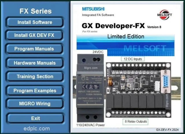 MITSUBISHI FX PLC Controller Kit, GX Developer Ladder Logic Programming ...