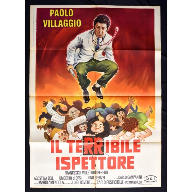 MANIFESTO 2F IL TERRIBILE ISPETTORE paolo villaggio fantozzi fracchia ...