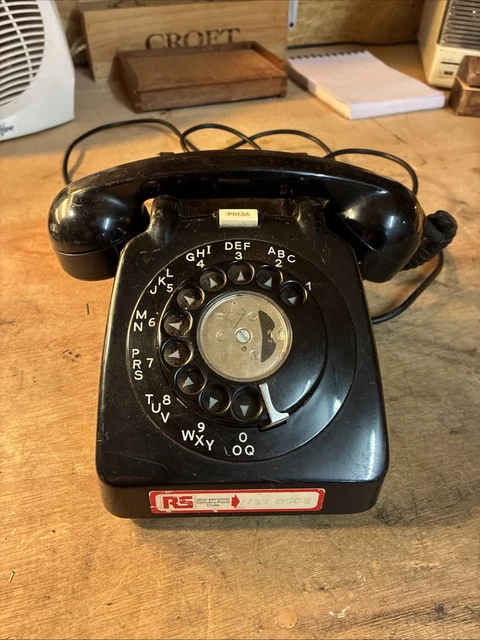 VINTAGE 1960S 60S? 70s? BLACK ROTARY DIAL TELEPHONE RETRO RESTORATION ...
