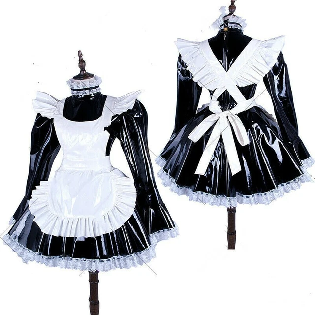 ROBE DE FEMME de chambre noire verrouillable PVC sissy tablier vinyle ...