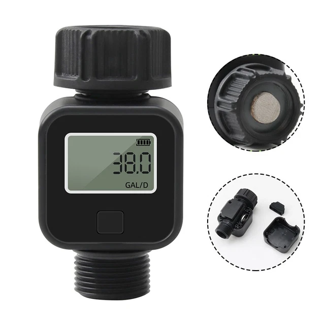 EASY TO READ LCD Display Water Flow Meter Monitor Water Usage ...