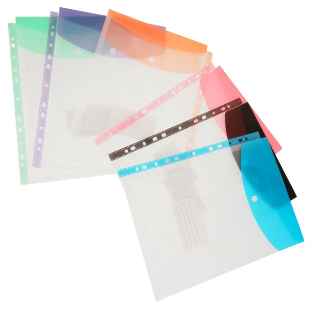 6PCS BINDER FOLDERS With Snap Button And Label - Clear Waterproof 11 ...