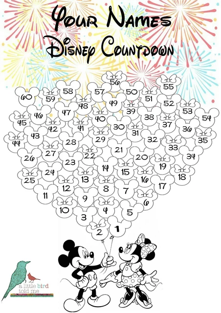PERSONALISED DISNEY HOLIDAY Colouring Countdown A3 Poster - Disney ...