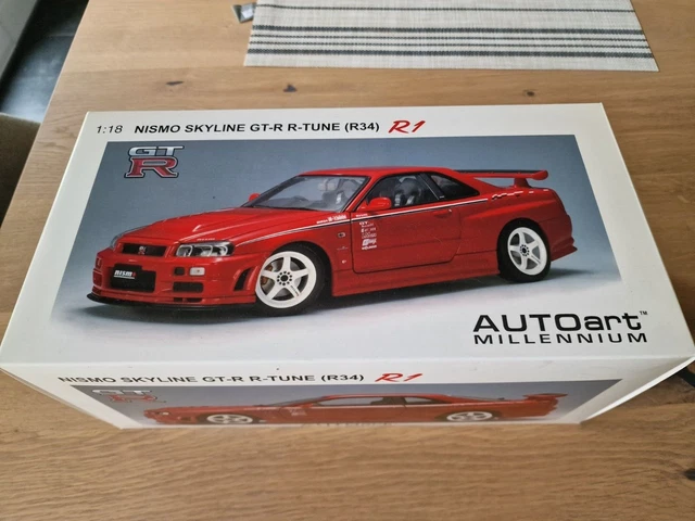 NEW 1/18 AUTOART 77357 Nissan Skyline R34 Gtr Nismo R-Tune R1 Active ...