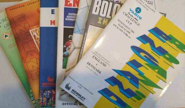 ENGLAND NATIONAL FOOTBALL Team Programmes 1990 X 7 Job Lot Bundle £6.50 ...