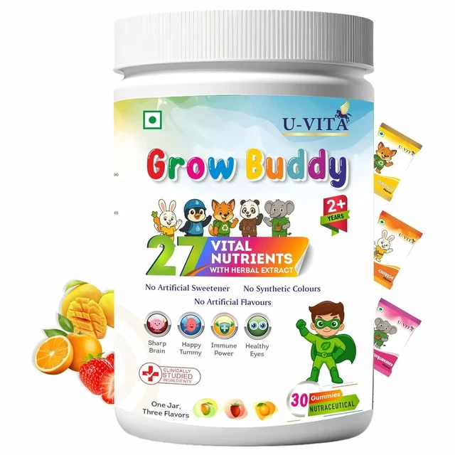 U-VITA GROW BUDDY Multivitamin for Kids 2+ Years No Added Sugar (30 ...