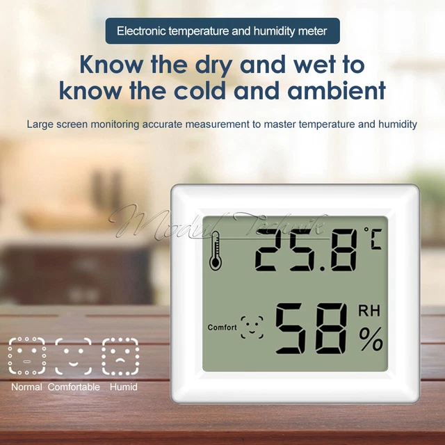 LCD ELECTRONIC TEMPERATURE Humidity Meter Indoor Digital Thermometer ...