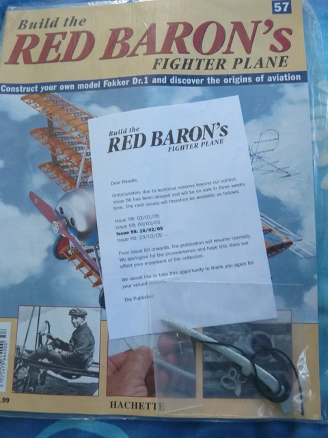 BUILD THE RED Baron's Fighter Plane Fokker Dr1 Hachette Issue 57 New ...