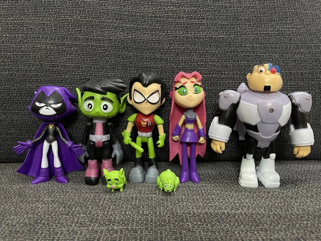 7PCS TEEN TITANS Go Robin Cyborg Beast Boy Raven Starfire Action ...