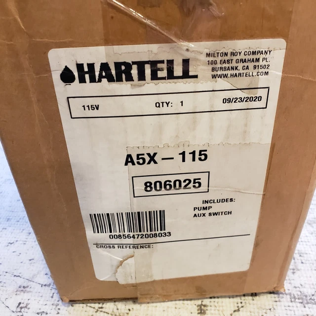 HARTELL A5X-115 CONDENSATE Pump, 550 gph, 1/2hp, 115v, 3/4" In x 1/2 ...