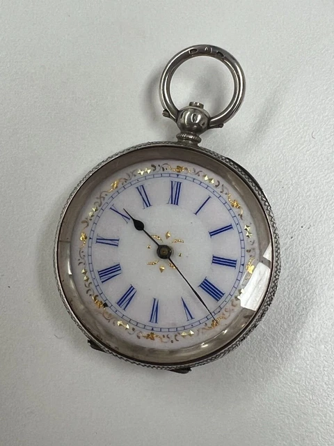 ANTIQUE SILVER CASED Fob Pocket Watch - Working Order - Great Enamel ...