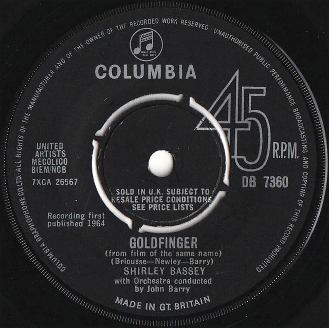 SHIRLEY BASSEY ORIG UK 45 Goldfinger EX ’64 Columbia DB7360 James Bond ...