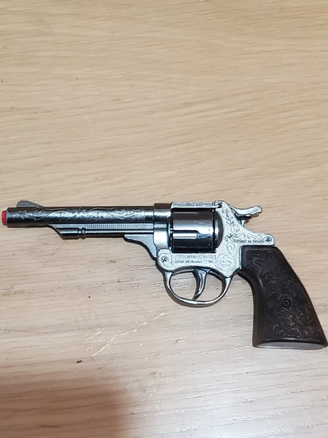 GONHER METAL TOY revolver 77 Cap Gun Sheriff Pistol Pistons Spain 8 ...