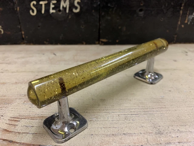 OLD VINTAGE AMBER bakelite/phenolic/glitter Lucite Catalin door handle ...