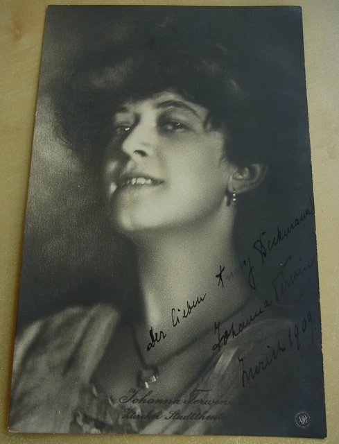 ACTRICE JOHANNA TERWIN (1884-1962): Signature Zurich 1909 Sur Photo ...
