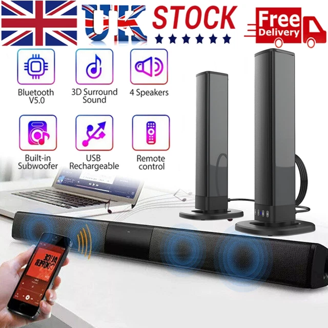 20W TV SOUND Bar System Bluetooth Speaker Wireless Stereo Subwoofer ...