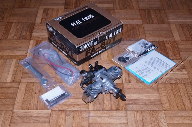 SAITO FA-60-T Boxer Twin Cylinder 10cc 4-Stroke RC Model Engine NIB ...