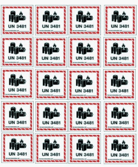 UN3481 LITHIUM ION Battery Shipping Labels Stickers Lot of 20 3X4 inch ...