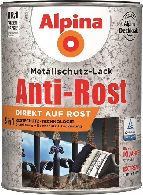 ALPINA METALLSCHUTZ-LACK ANTI-ROST 3in1 Hammerschlag 300 ml Farbwahl ...