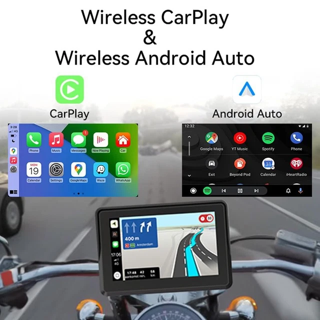MOTORCYCLE CARPLAY Touchscreen, CarPlay & Android Auto Portable Stereo ...