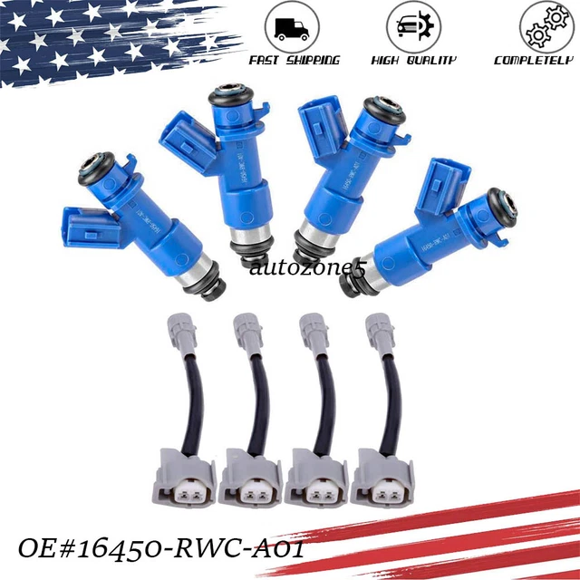 4X FUEL INJECTORS 410cc 16450-RWC-A01 For Honda Civic Acura RDX RSX K20 ...