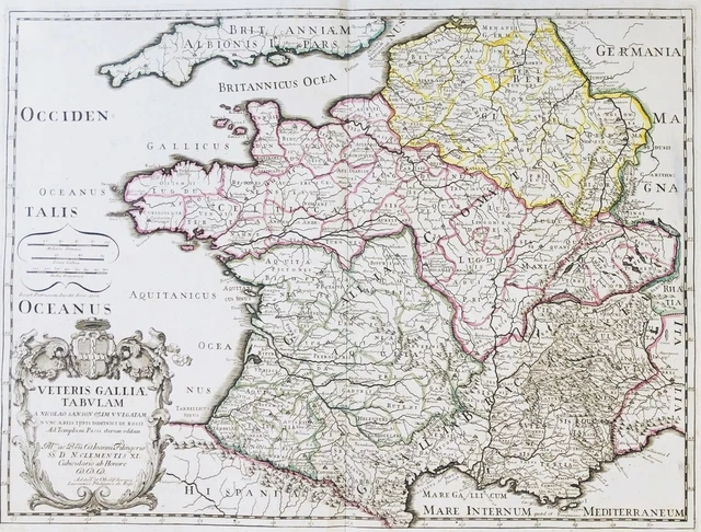 GALLIA GAULE FRANCE Carte Gravure Map Carte Rossi Sanson 1685 EUR 137 ...