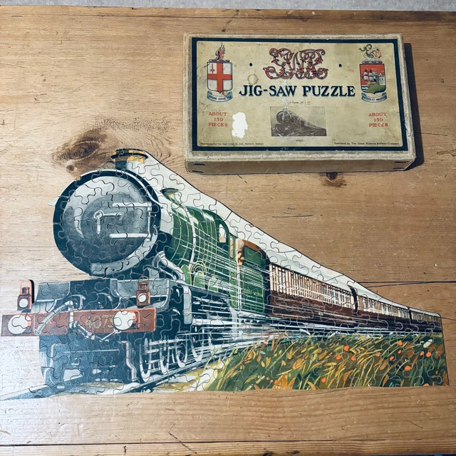 COMPLETE ORIGINAL GWR Speed Chad Valley Wooden Jigsaw Box Great Western ...