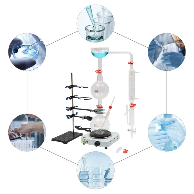 ORGANIC CHEMISTRY LAB Glassware Glass Kit Distillation Equipment Set ...