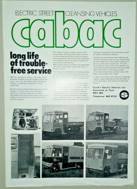 CABAC ELECTRIC STREET Cleansing Vehicles Brochure/Leaflet 1977 £9.99 ...