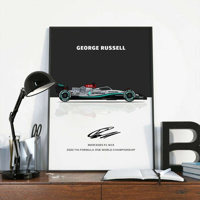 GEORGE RUSSELL SIGNED Print Photo Poster Mercedes 2022 Framed F1 ...