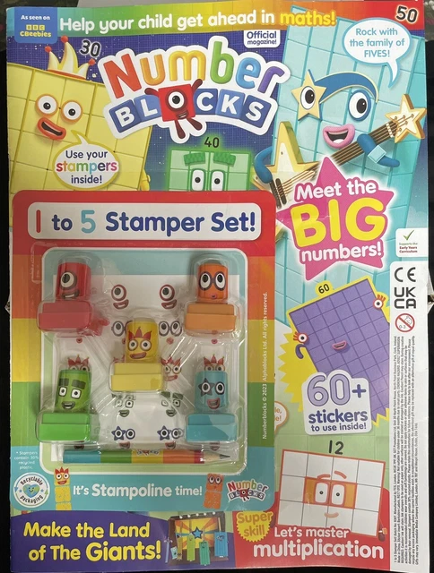CBEEBIES NUMBERBLOCKS MAGAZINE & 1-5 Stamper set! Stickers Puzzles ...