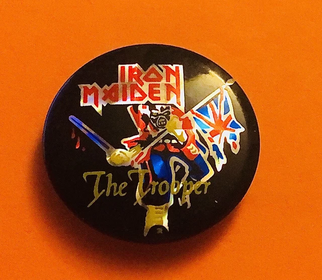 IRON MAIDEN PIN 80s Original 1982 Pin Vintage 1980s Pinback button ...