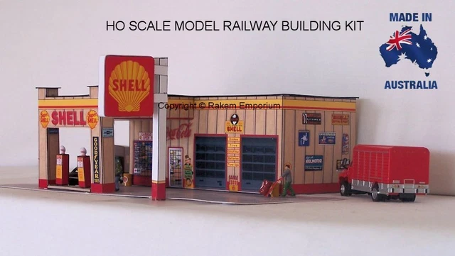 HO SCALE SHELL Classic 1950's Petrol Station Model Railway Building Kit ...