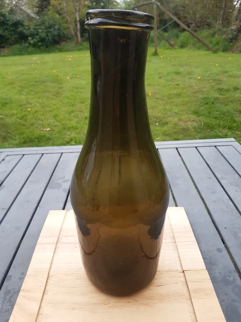 GRANDE BOUTEILLE VERRE soufflé 19ème pot conservation ancien pontil EUR ...