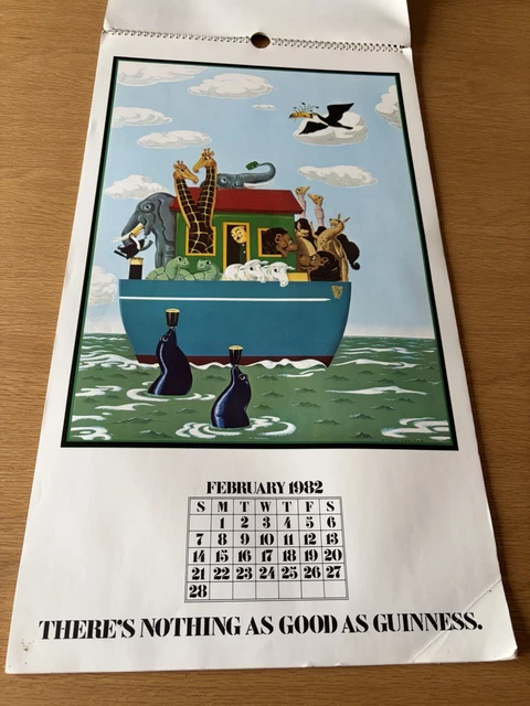 VINTAGE GUINNESS 1982 Calendar Iconic Irish Stout Advertising Art ...
