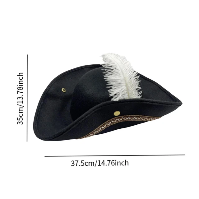 PIRATE HAT FOR Adults Vintage Dress up Novelty Buccaneer Tricorn Hat ...