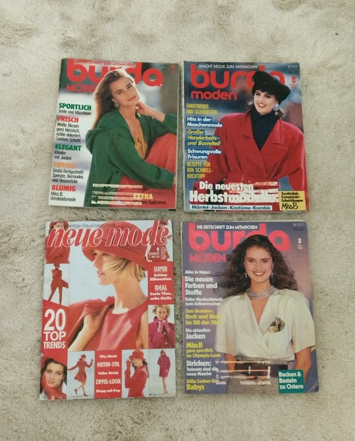 4 BURDA MODE-HEFTE, 1986-1992, 1 Heft Neue Mode mit Schnittmustern EUR 8,95 - PicClick DE