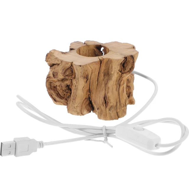 WOODEN CRYSTAL BALL Stand USB Stump Shaped Night Light Stand USB ...