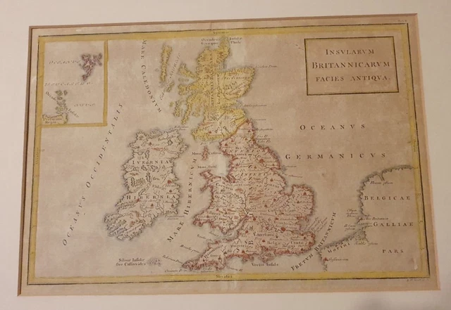 1750 COLOUR MAP British Isles Insularum Britannicarum Facies Antiqua ...