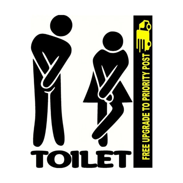 TOILET SIGN STICKER Decorate 150mm X 100mm Decal Door Gender Funny ...