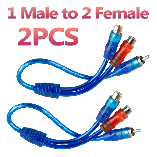 2-PACK RCA AUDIO Jack Cable Y Adapter Splitter 1 Male to 2 Female Male ...