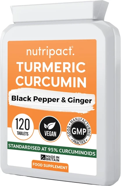 TURMERIC TABLETS 5000MG with Black Pepper & Ginger, High Strength 95% ...
