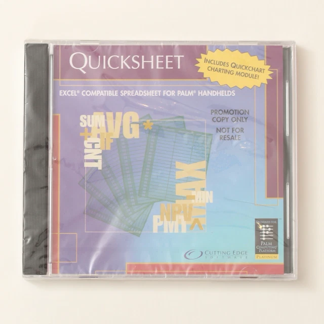 QUICKSHEET EXCEL COMPATIBLE Spreadsheets Software for Palm PDA ...