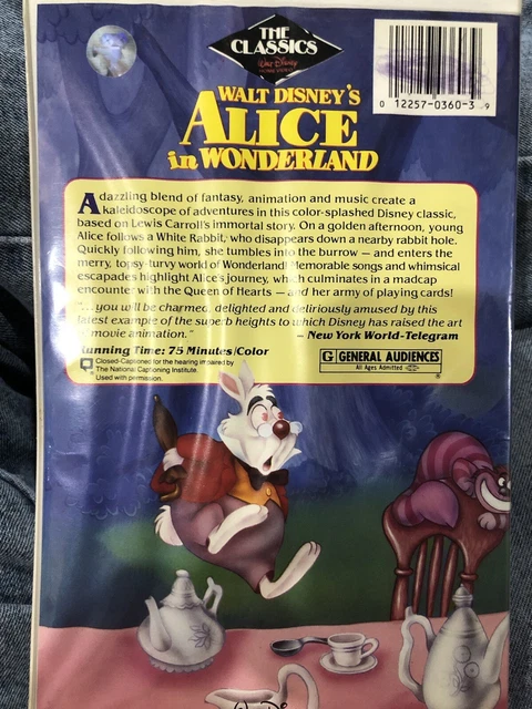 WALT DISNEY ALICE In Wonderland, VHS 036, Rare 1986 Black Diamond Edition EUR 0,93 - PicClick FR