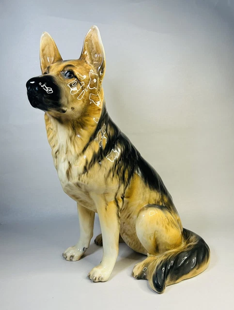 VINTAGE BESWICK NO.2410 Large Porcelain Fireside German Shepherd Dog ...