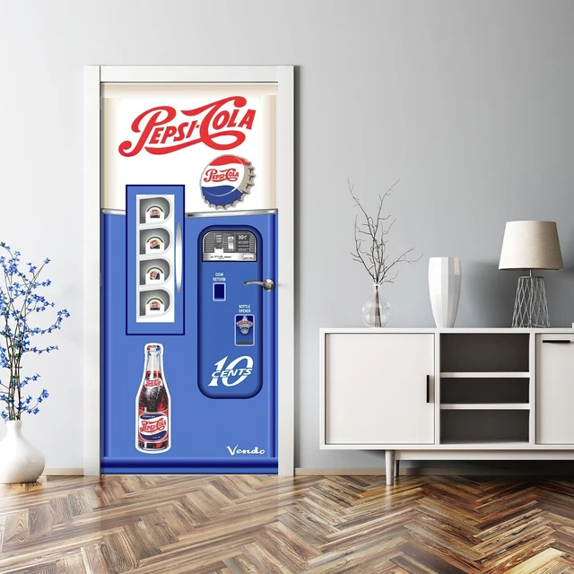 PEPSI COLA VENDING Machine Decal Fridge, Peel & Stick Soda Drink Vinyl ...