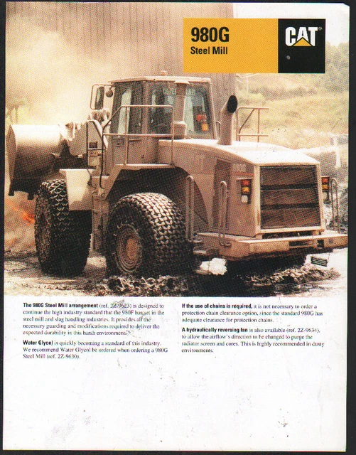 CATERPILLAR &980G& STEEL Mill Wheel Loader Shovel Brochure Leaflet £5. ...